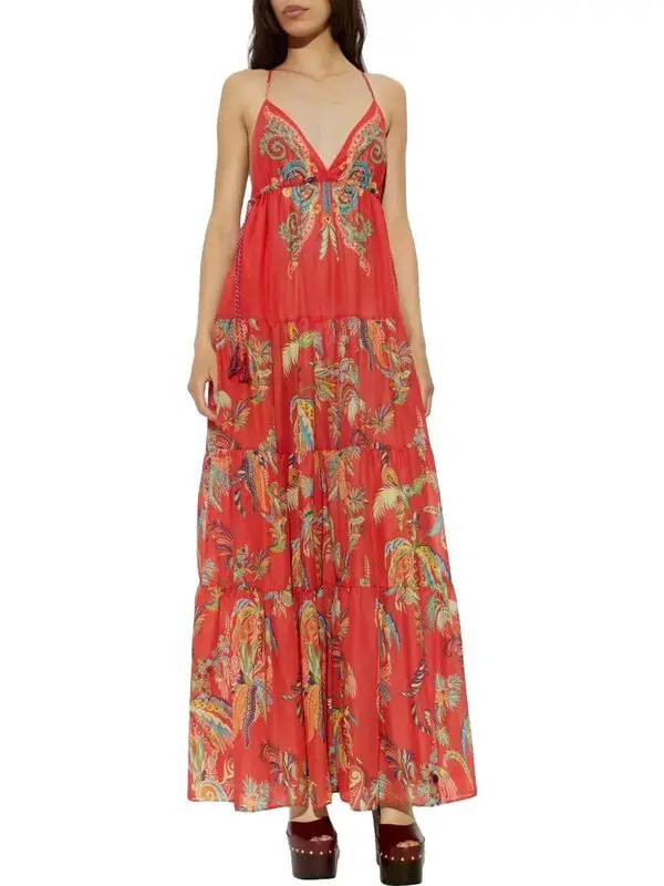 Etro Paisley-print Tiered Maxi Dress - Red