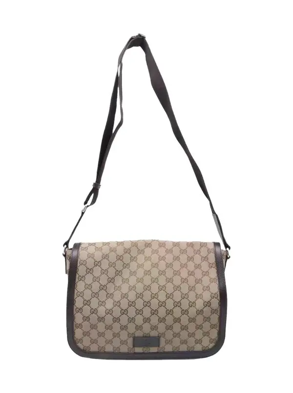 Gucci Gg Monogram Flap Messenger Bag - Grey