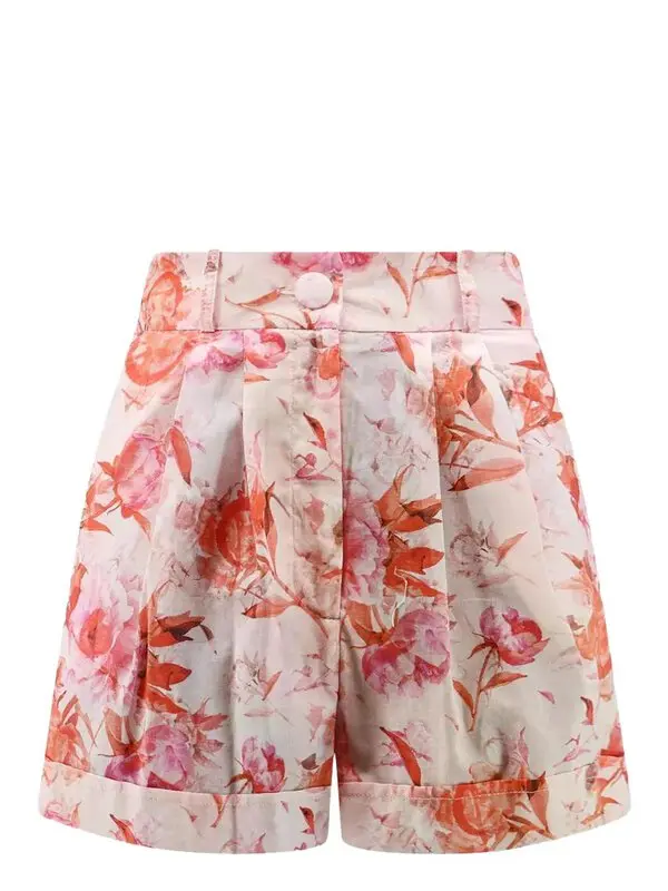 ACTUALEE Floral-print Pleated Shorts - Neutrals