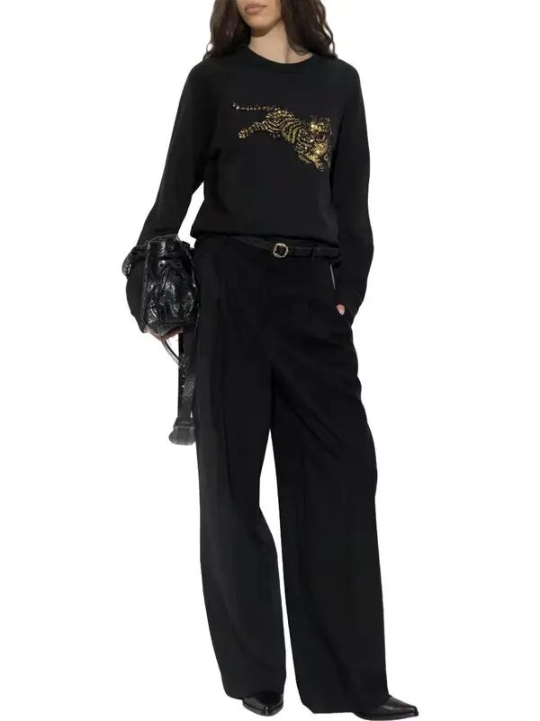 Kenzo Sequin-embellished Tiger Sweatshirt - Black