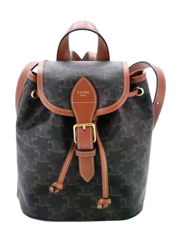 Celine Folco Triomphe Coated Canvas Mini Backpack - Brown