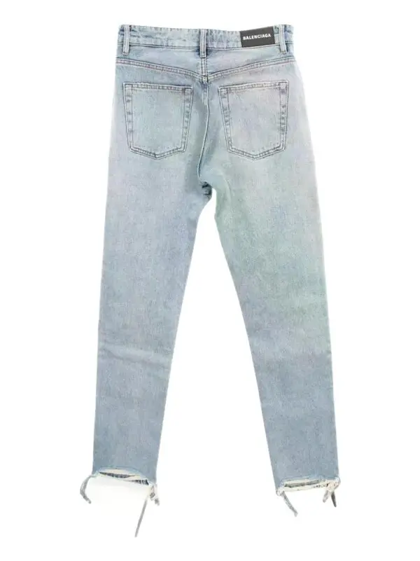 Balenciaga 2010s Distressed Straight-leg Jeans - Blue