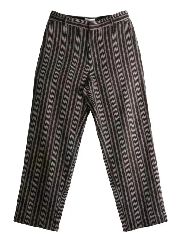 THE ELDER STATESMAN Striped Straight-leg Trousers - Brown