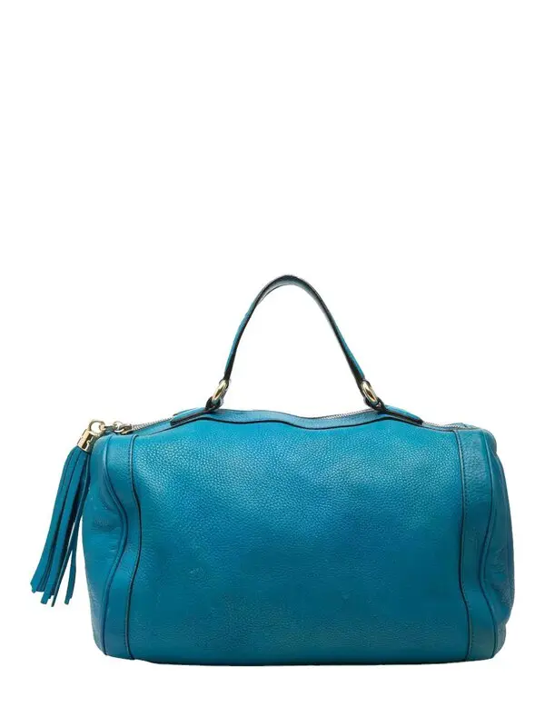 Gucci 2000-2015 Medium Pebbled Calfskin Soho Boston Bag - Blue