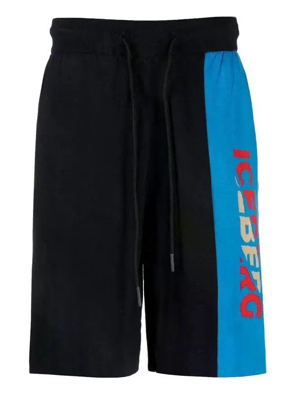 Iceberg Logo Knit Track Shorts - Blue
