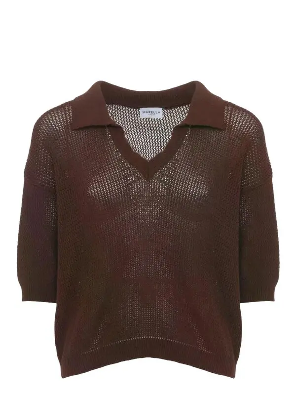 Marella Mlslembi Open-knit V-neck Jumper - Brown
