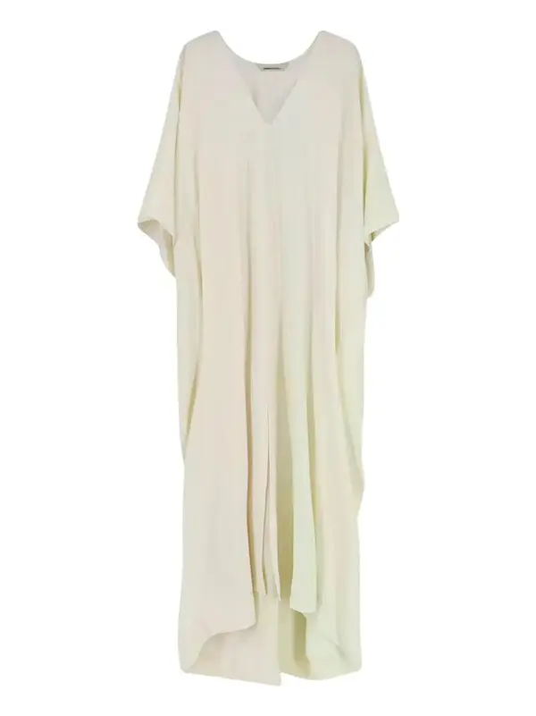 Alberta Ferretti V-neck Short-sleeve Long Dress - Neutrals