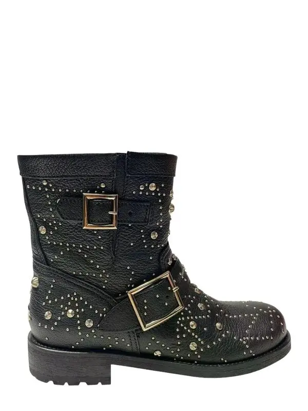 JIMMY CHOO Youth Studded Biker Boots - Black