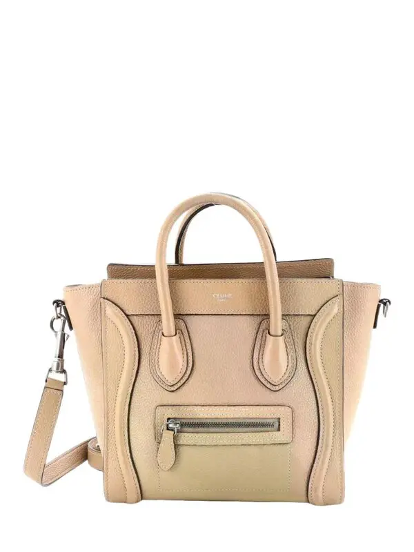 Celine Luggage Bag Grainy Leather Nano Crossbody Bag - Neutrals