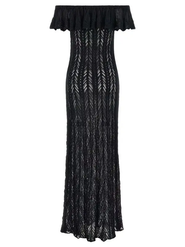 ANTONINO VALENTI Capri Herringbone-knit Maxi Dress - Black