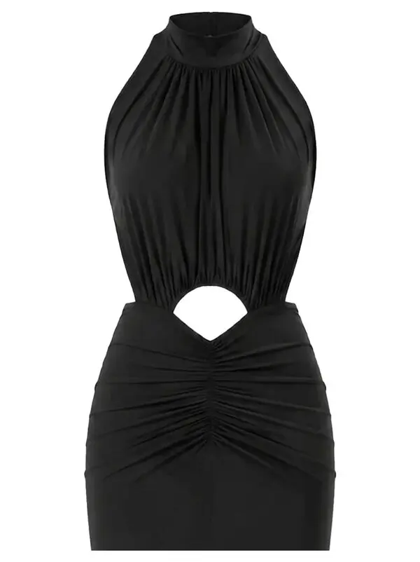 AMAZUIN Mina Cut-out Ruched Maxi Dress - Black