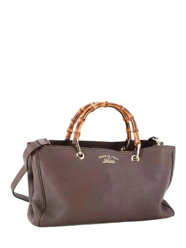 Gucci Bamboo Shopper Leather Medium Tote Bag - Brown