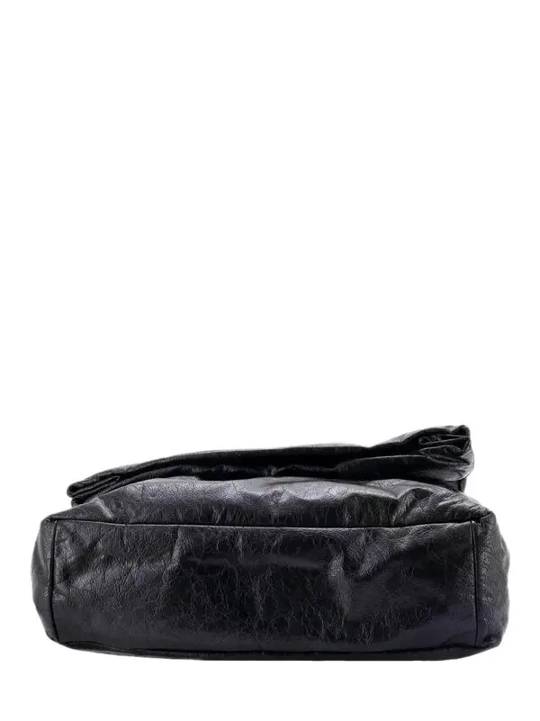 Balenciaga Monaco Chain Flap Leather Large Shoulder Bag - Black