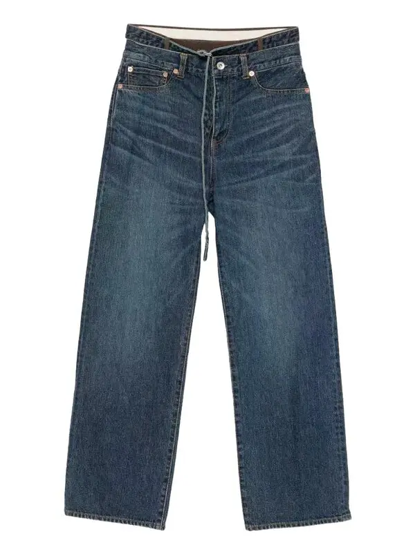 Sacai Belted Layered-waist Jeans - Blue