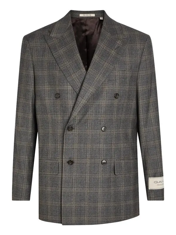 Gant Checked Wool Blazer - Dark Grey