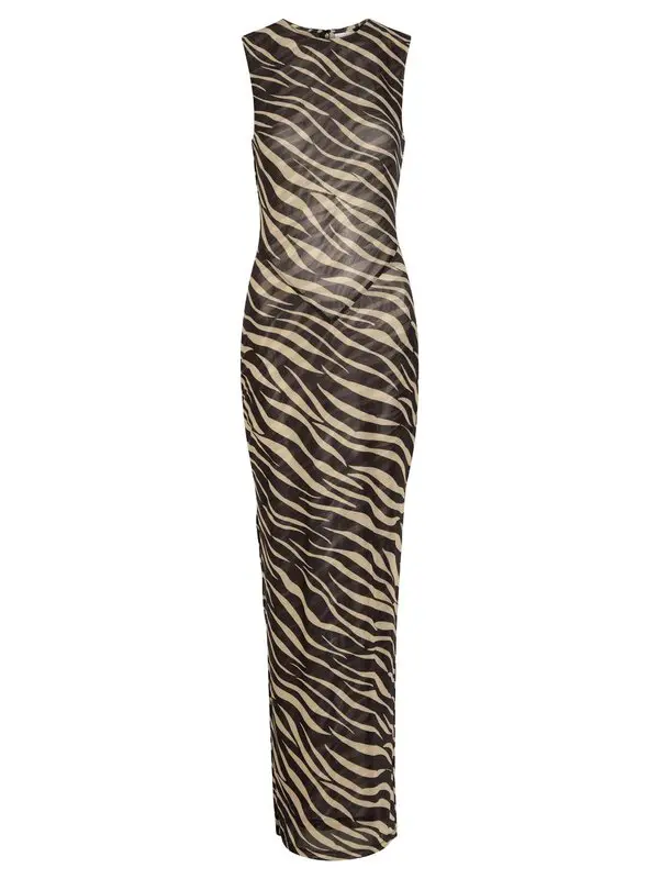 Ronny Kobo Krisa Zebra-print Mesh Maxi Dress - Multicoloured