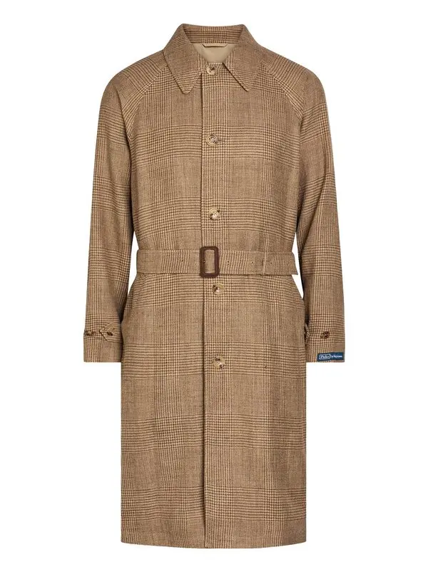 Polo Ralph Lauren Belted Silk And Linen-blend Coat - Brown