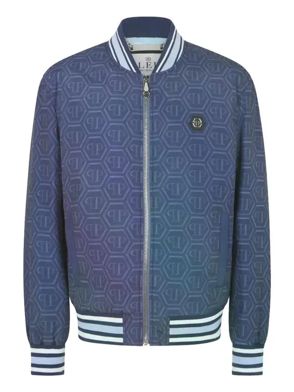 Philipp Plein Monogram-print Bomber Jacket - Blue