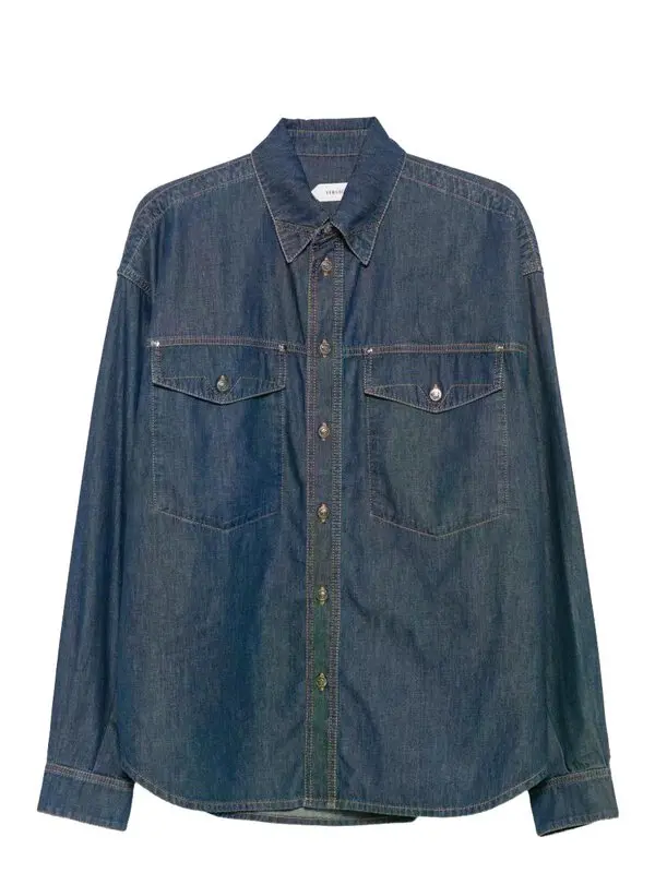 Versace Logo-embroidered Shirt - Blue
