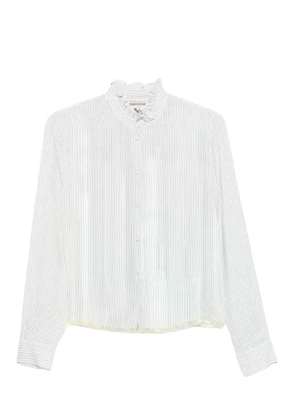 SEMICOUTURE Pinstripe Ruffled Shirt - White