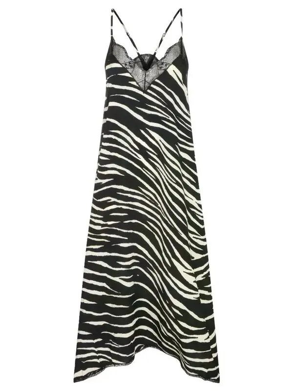Zadig&Voltaire Zebra-print Lace-trim Dress - Black