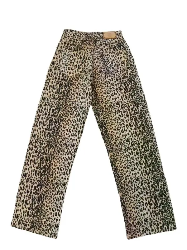 HTC LOS ANGELES Leopard-print Wide-leg Jeans - Neutrals