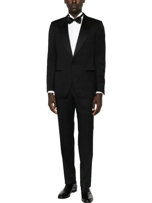 Zegna Peak-lapel Wool Suit - Black