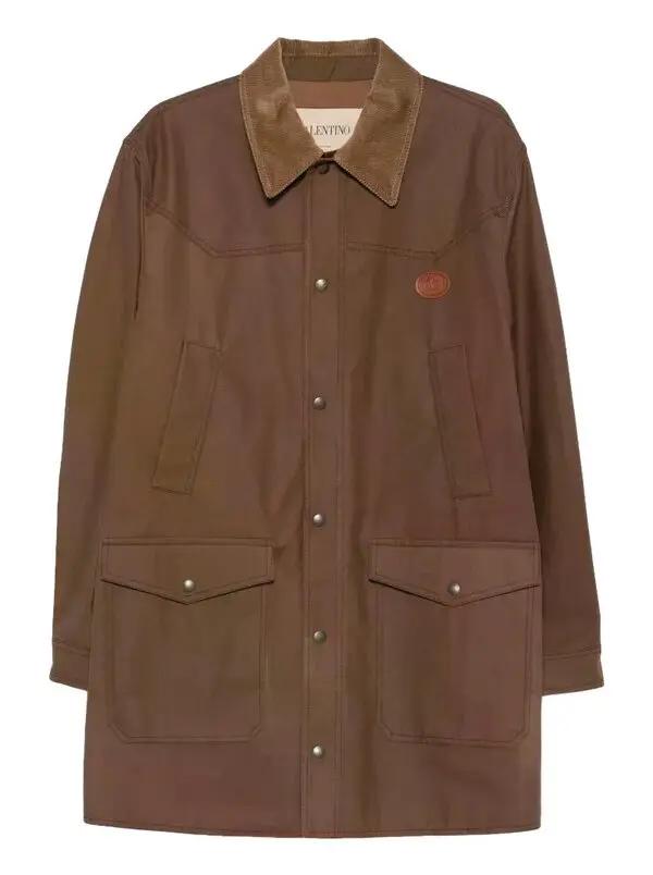 Valentino Garavani Vlogo Signature Waxed-canvas Coat - Brown