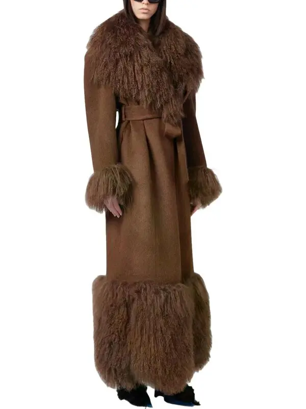 Giuseppe Di Morabito Shearling-trim Belted Coat - Brown
