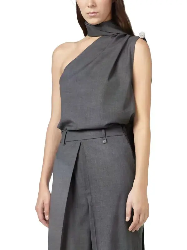 Giuseppe Di Morabito One-shoulder Crystal-embellished Top - Grey