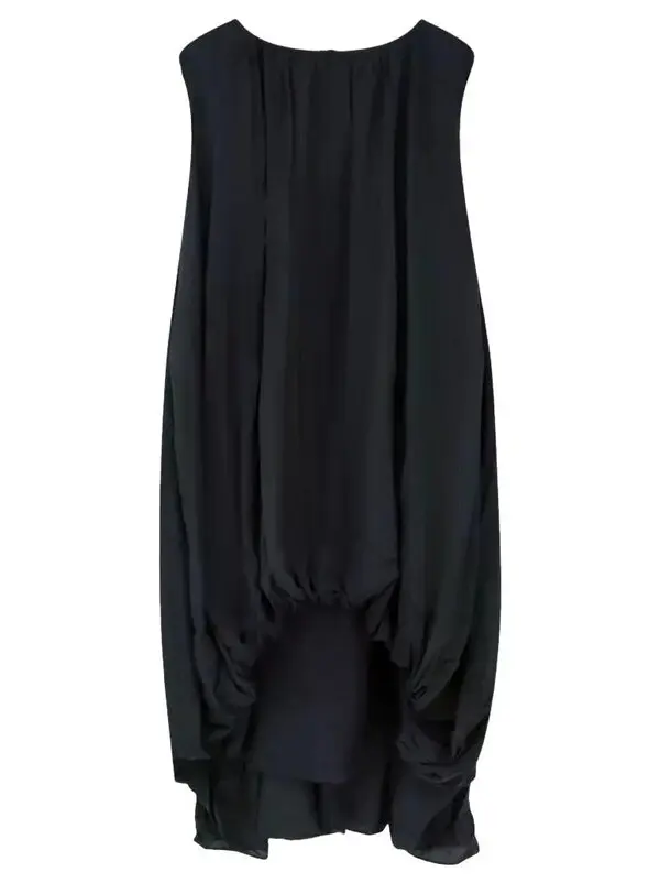 LAMRONS Asymmetrical Drawstring Dress - Black