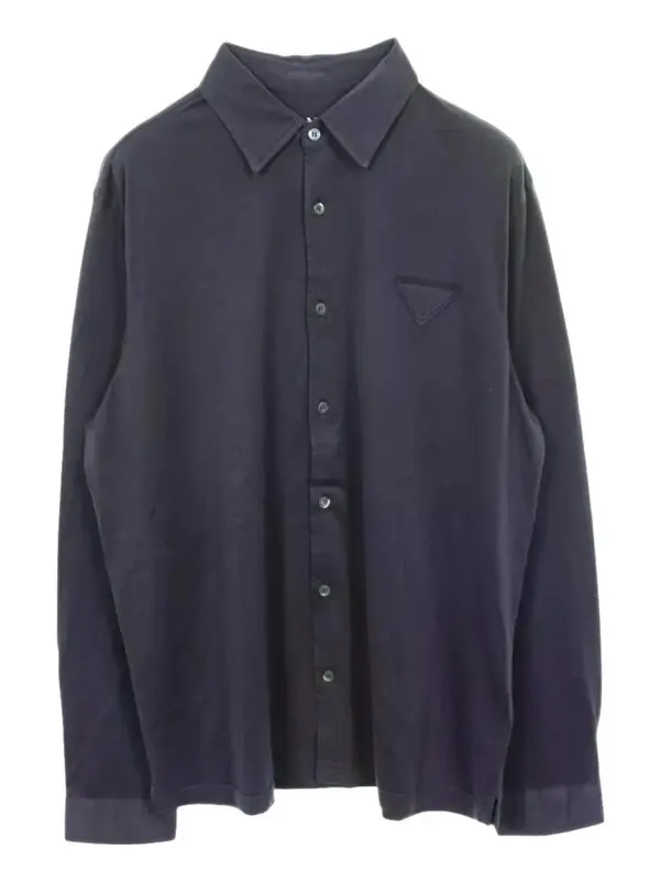 Prada 2020s Logo-detail Cotton Shirt - Blue