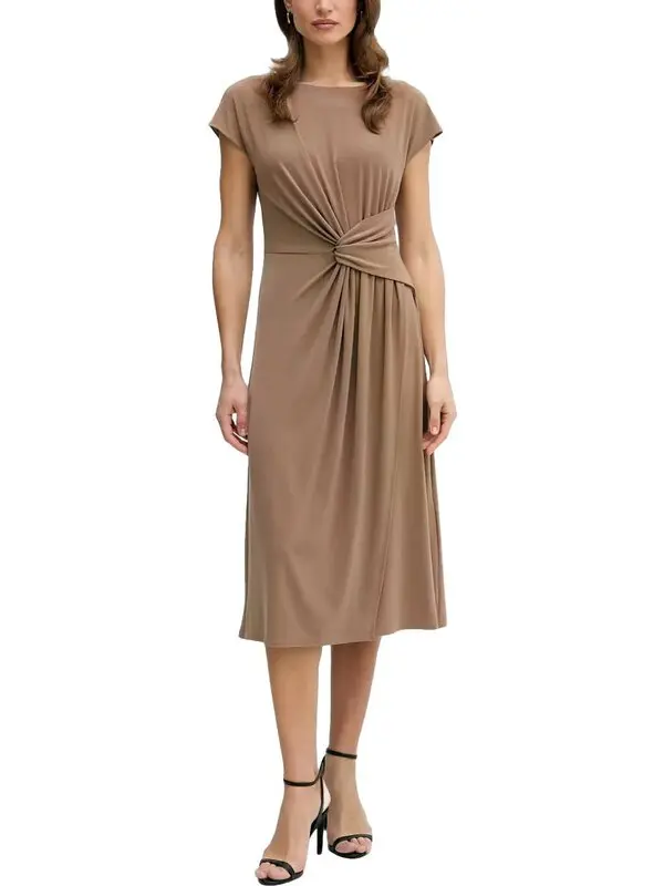 Joseph Ribkoff Twist-detail Cap-sleeve Midi Dress - Neutrals