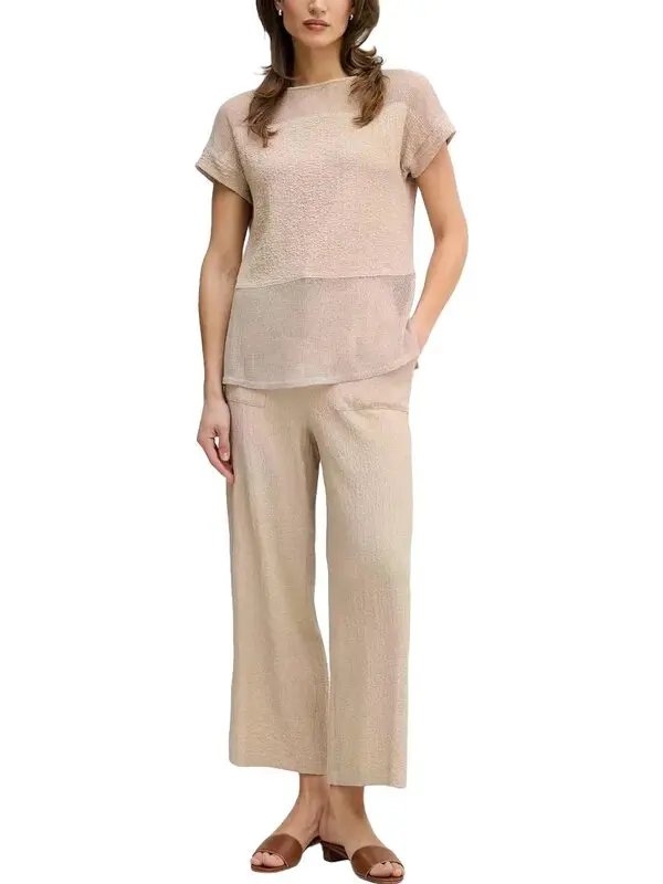 Joseph Ribkoff Mesh-panelled Crinkle-effect Top - Neutrals