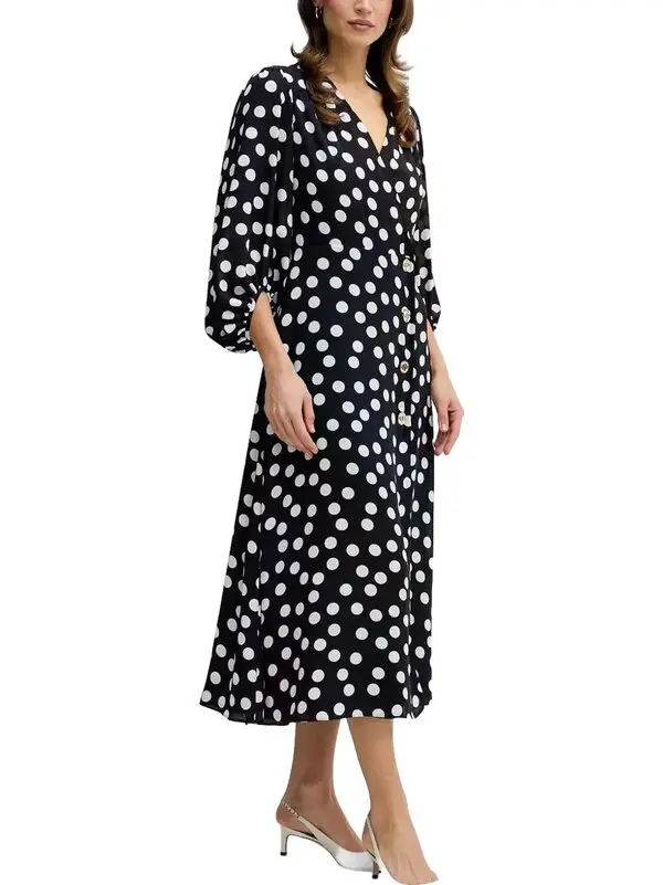 Joseph Ribkoff Polka-dot Button-front Midi Dress - Blue