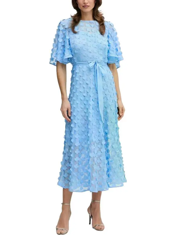 Joseph Ribkoff Floral-appliqué Belted Midi Dress - Blue
