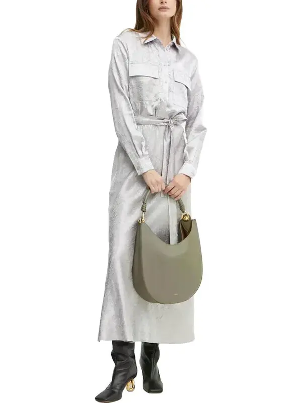 Pinko Long-sleeve Maxi Shirt Dress - Grey
