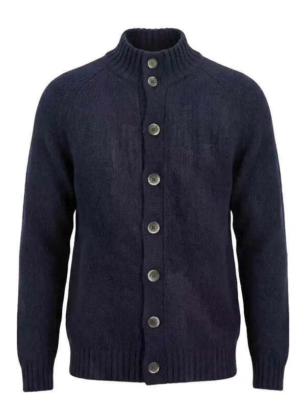 Altea Button-up High-neck Cardigan - Blue