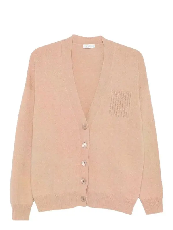 Peserico Beaded-pocket V-neck Cardigan - Neutrals