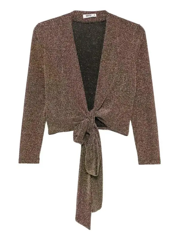 SIYU Check-pattern Wrap-fastening Top - Brown