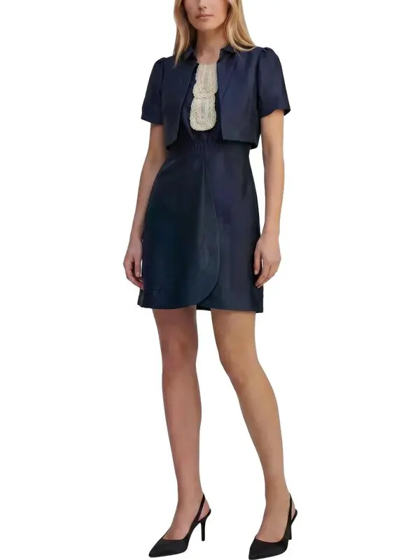 Valentino Garavani Lace-detail Bolero-jacket And Mini Dress - Blue
