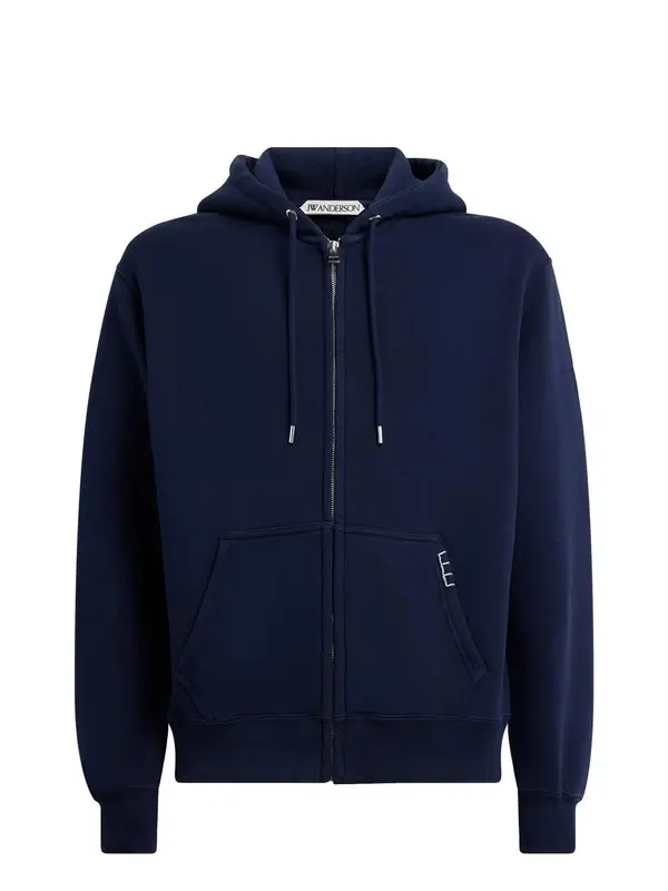 JW Anderson Cotton Zip-up Hoodie - Blue