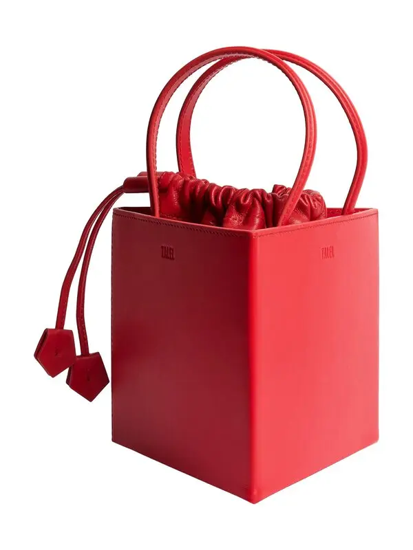 TALEL PARIS Leather Triangle Top Handle Bag - Red