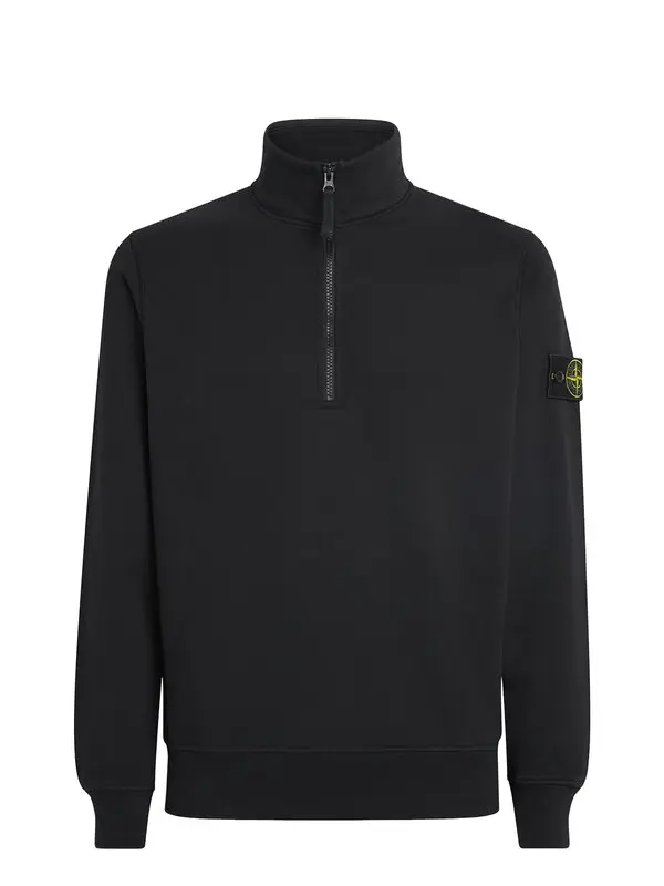 Stone Island Cotton Half-zip Sweatshirt - Black