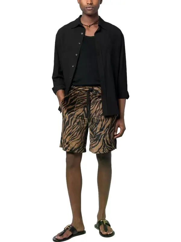 TOM FORD Zebra-print Cotton Shorts - Brown
