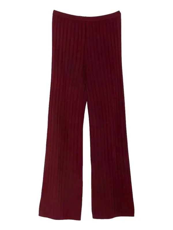 SPORTY & RICH Ribbed-knit Palazzo Pants - Red