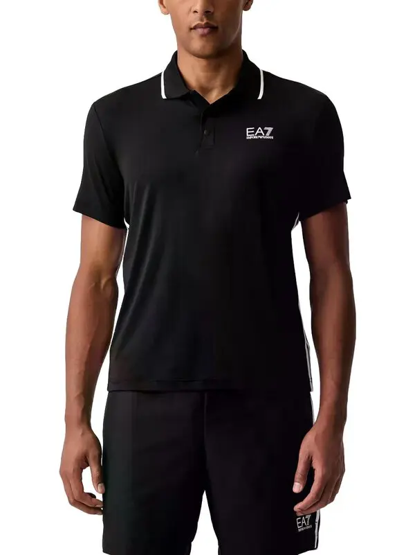 EA7 Ventus7 Logo-print Polo Shirt - Black