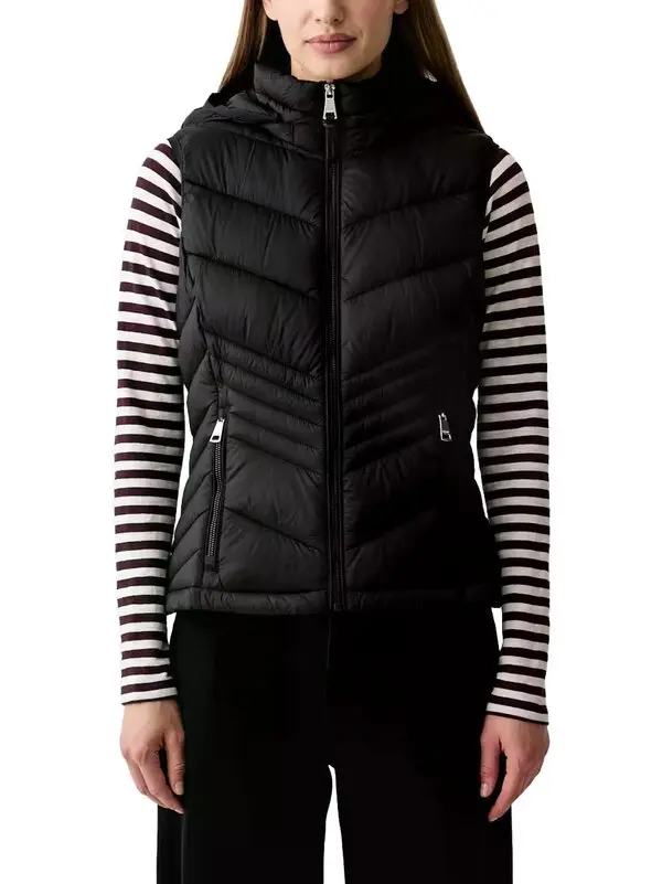 Dkny Quilted Hooded Gilet - Black