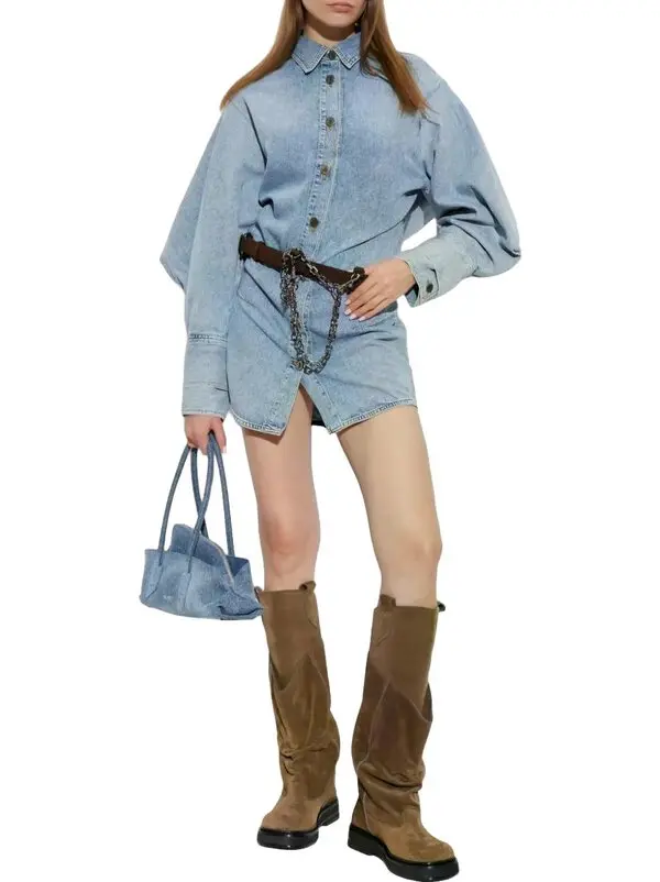 Attico Draped Denim Dress - Blue