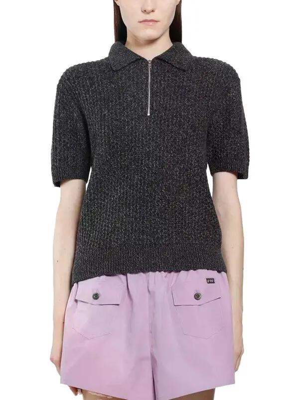 Prada Quarter-zip Knit Sweater - Grey
